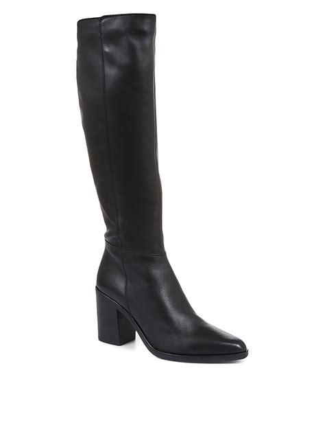 Extra Slim Calf Leather Block Heel Knee High Boots Jones Bootmaker M S