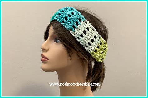 Posh Pooch Designs Picnic Ponytail Headband Crochet Pattern Posh