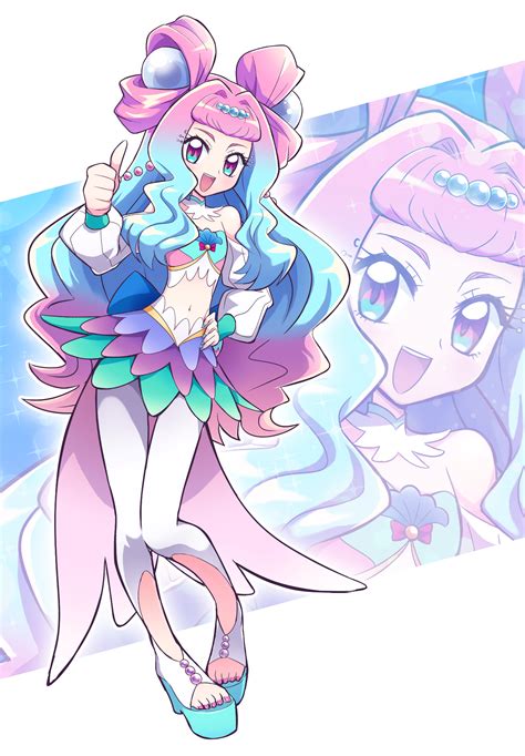 Safebooru 1girl D Blue Eyes Blue Hair Blue Nails Crop Top Cure La