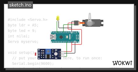 Kontrol Servo With Sensor Cahaya Wokwi ESP32 STM32 Arduino Simulator