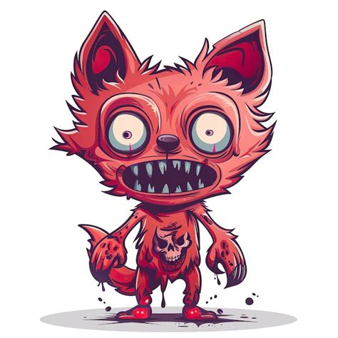 Premium Photo Scary Cat Zombie Cartoon Isolated On White Background