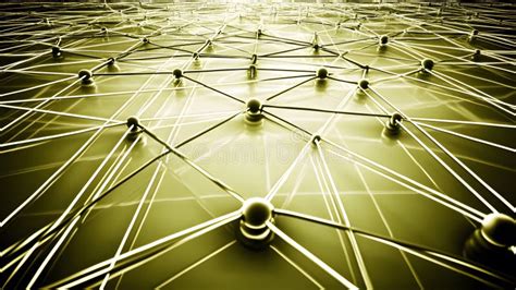 Abstract Network Connection Golden Sphere Nodes Good Resolution Stock