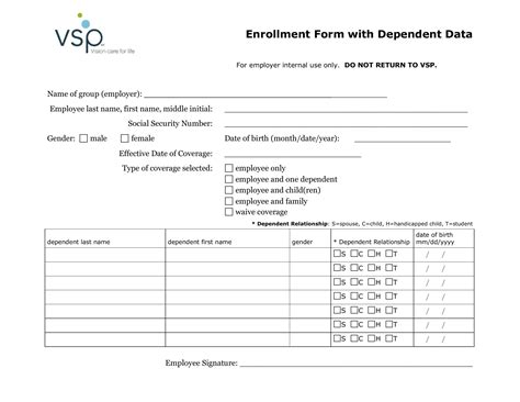 vsp enrollment dependent data pdf form formspal