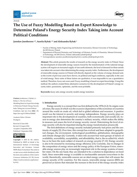 Pdf The Use Of Fuzzy Modelling Based On Expert Knowledge To Determine Polands Energy Security