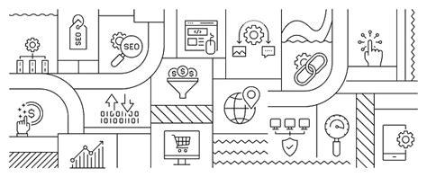Seo Related Line Style Banner Design For Web Page Headline Brochure