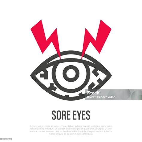 아픈 눈 얇은 선 아이콘입니다 자극 된 눈 결막염 벡터 일러스트입니다 눈앓이에 대한 스톡 벡터 아트 및 기타 이미지 눈앓이