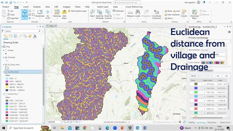 How To Calculate Euclidean Distance From Village And Drainage In Arcgis