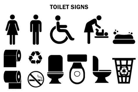 Premium Vector Toilet Signs Icons Pack Vector Toilet Icons Wc