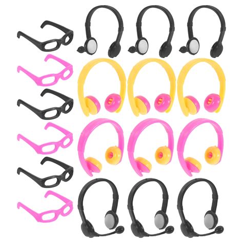 18pcs Doll Dress Up Glasses Adorable Mini Doll Earphone Doll Headsets