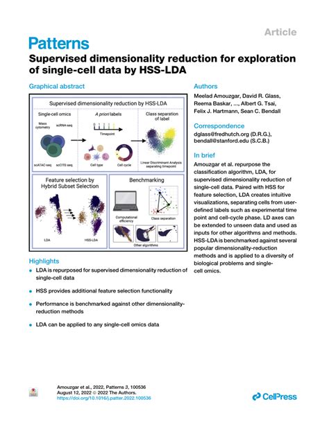 Pdf Supervised Dimensionality Reduction For Exploration Of Single