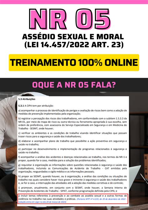 Nr 5 Assédio Sexual E Moral Lei 144572022 Art 23 100 Online