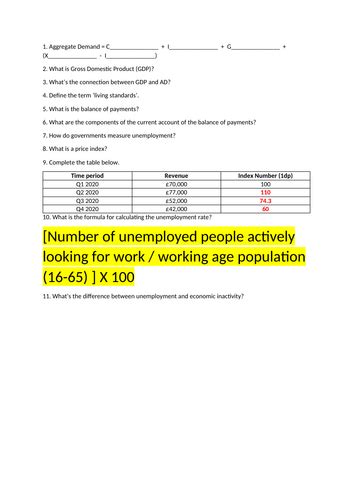A Level Economics Aggregate Demand Teaching Resources