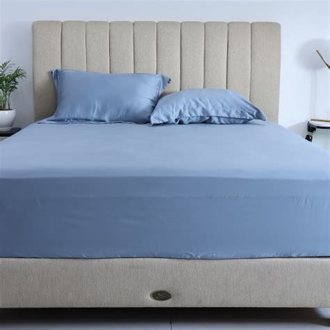 Bộ Drap áo Gối Tencel Jun Store Cool Plus Màu Xanh Cổ Vịt Không Kèm M