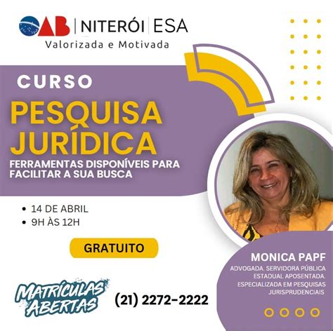 Banner Curso Pesquisa Jurídica Oab Niterói