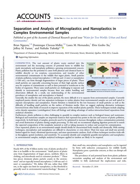 Pdf Separation And Analysis Of Microplastics And Nanoplastics In