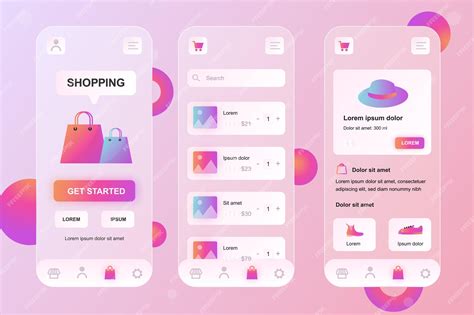 Premium Vector Mobile Shopping Glassmorphic Design Neumorphic