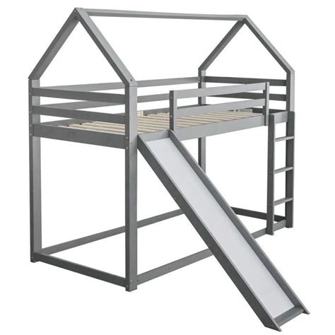DRIPEX Lit superposé avec toboggan et échelle 90x200cm Lit cabane Lit d