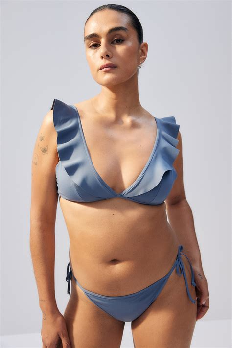 Tie Tanga Bikini Bottoms Dusty Blue Ladies Handm Gb
