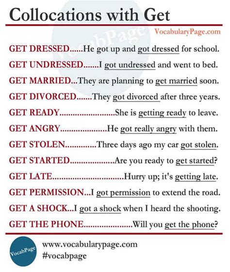 Collocations With GET Vocabulary Home