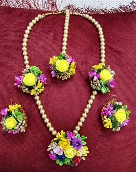 Lamansh® Bridal Floral 🌺 Jewellery Set For Haldi Ceremony Special Me