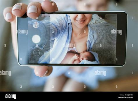 Mother Breastfeeding Mobile Photo Newborn Baby Stock Photo Alamy