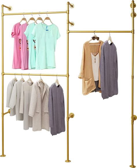 Miumaeov 3 Tier Wall Mounted Garment Rack Space Saving Hanging Clothes