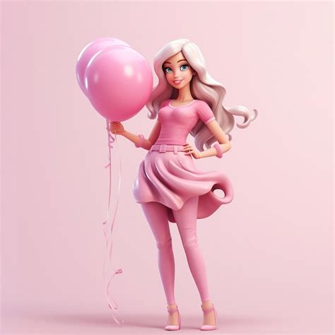 Premium Ai Image A Barbie Doll With Pink Dress 3d Isolated Character