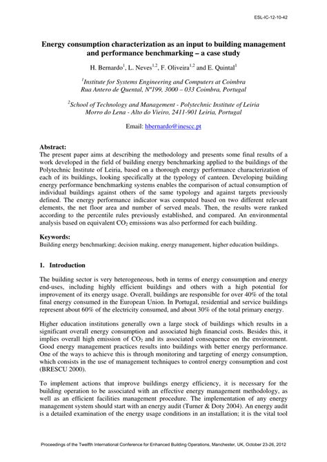 Pdf Energy Consumption Characterization As An Input To Building