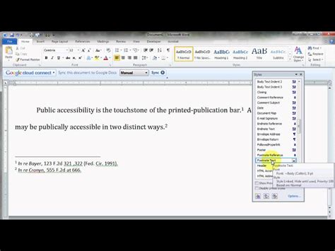 How To Modify A Footnote Text Style