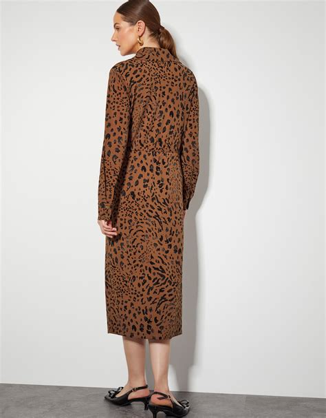 Aubrey Jersey Leopard Print Dress Brown