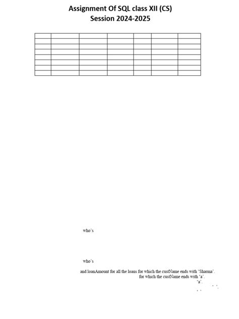 Sql Asignment For Class Xii Session 2017 2018 Pdf