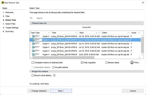 Source Hyper V Restore Sepsesam
