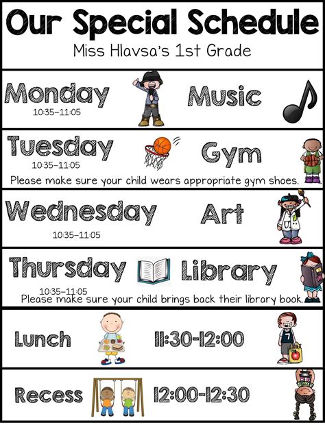Special Schedule Diana Hlavsa Level Green Elementary School