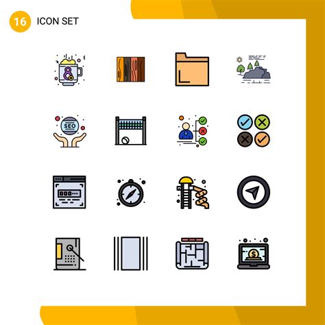16 Flat Color Filled Line Concept For Websites Mobile And Apps Rain