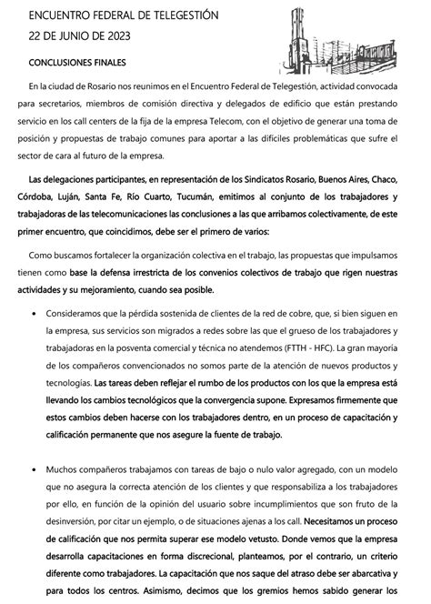 Conclusiones Del Encuentro Federal De Telegestión En Rosario Si Tra Tel