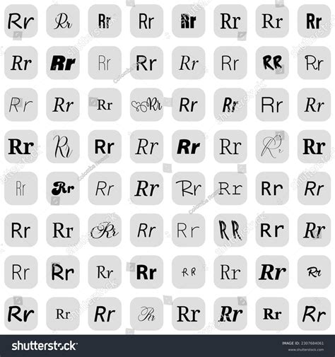 Letter R Different Fonts On White Stock Vector Royalty Free