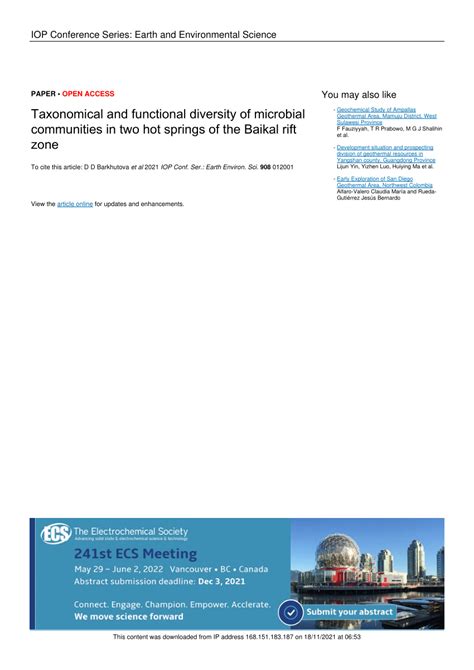 Pdf Taxonomical And Functional Diversity Of Microbial Communities In