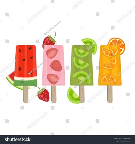 Fresh Fruit Popsicle Illustration Logo Stock Vector Royalty Free