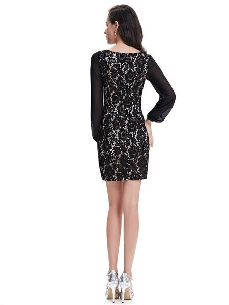 Elegant Black Lace Sleeveless Knee Length Column Cocktail Dress Fancy