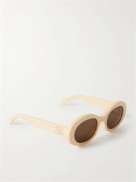 Celine Eyewear Triomphe Oval Frame Acetate Sunglasses Net A Porter