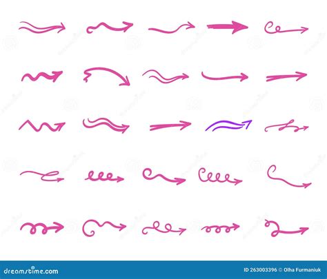 Arrows Set Hand Drawn Direction Indicator Elements Simple Doodle Pointers For Interface Design