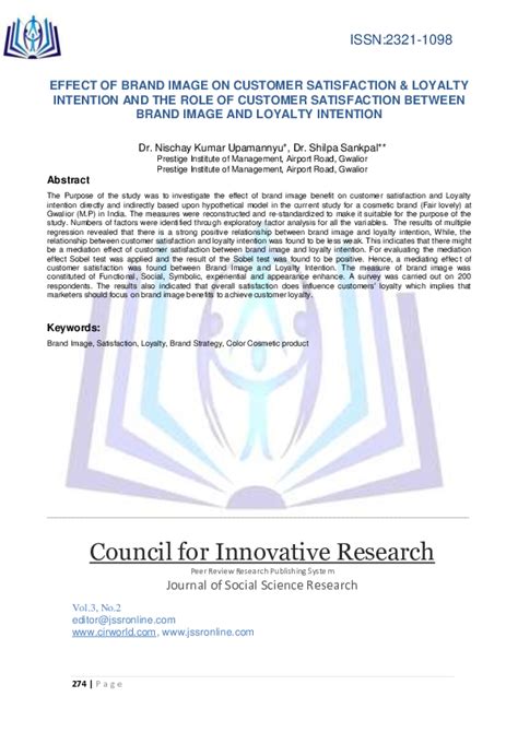 Pdf Effect Of Brand Image On Customer Satisfaction And Loyalty Intention And The Role Of