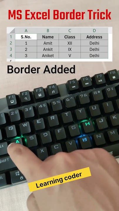 Ms Excel Border Tricklearning Codershort Videoviral Shortborder Addedborder Removepc