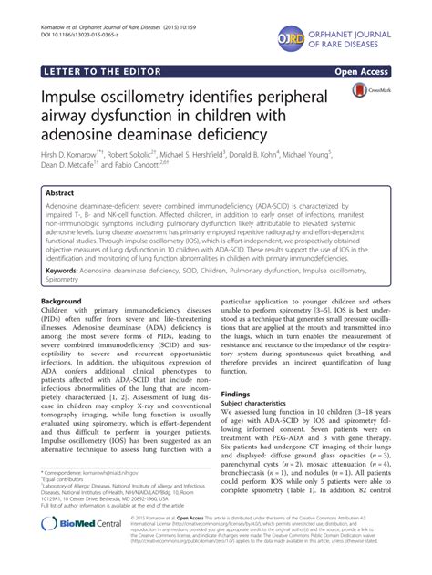 Pdf Impulse Oscillometry Identifies Peripheral Airway Dysfunction In
