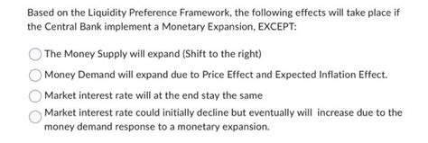 Solved Based On The Liquidity Preference Framework The