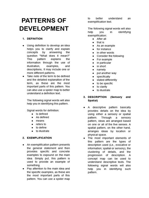 patterns of development pdf definition argument