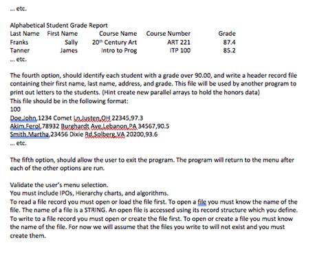Create A Programming Solution That Reads A Student Chegg