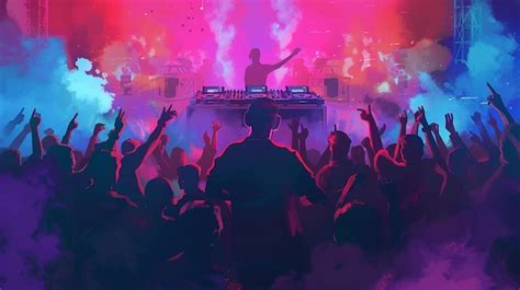 Dynamic Dj Performance With Energetic Crowd Premium Ai Generated Image