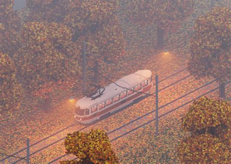 I Built A Scene With A Tram In The Fall Rminecraft