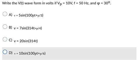 Solved Write The V T Wave Form In Volts If Chegg Com